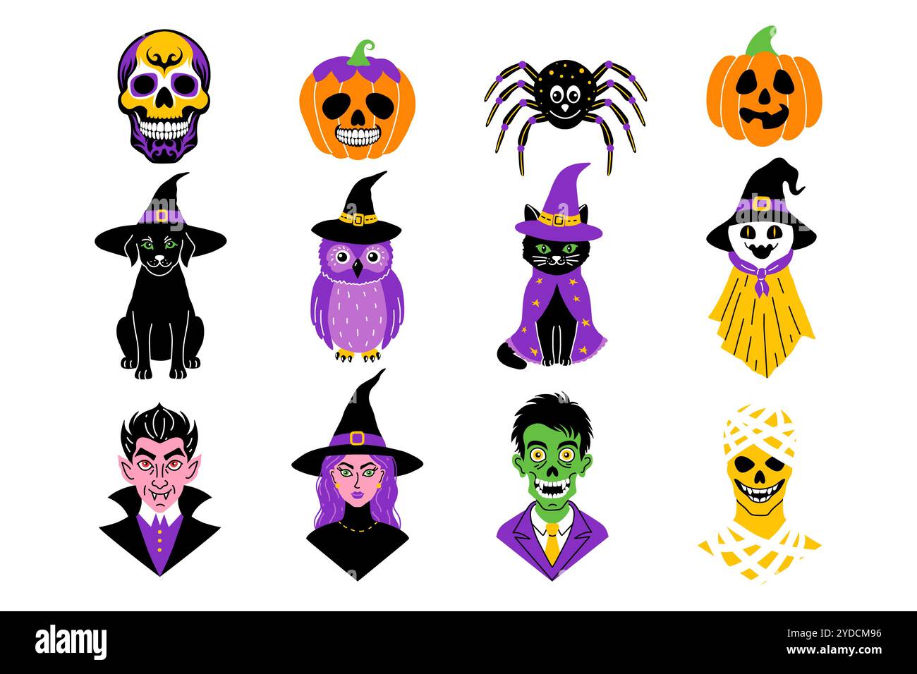 Halloween characters set in Cut Out Stock Images & Pictures - Alamy