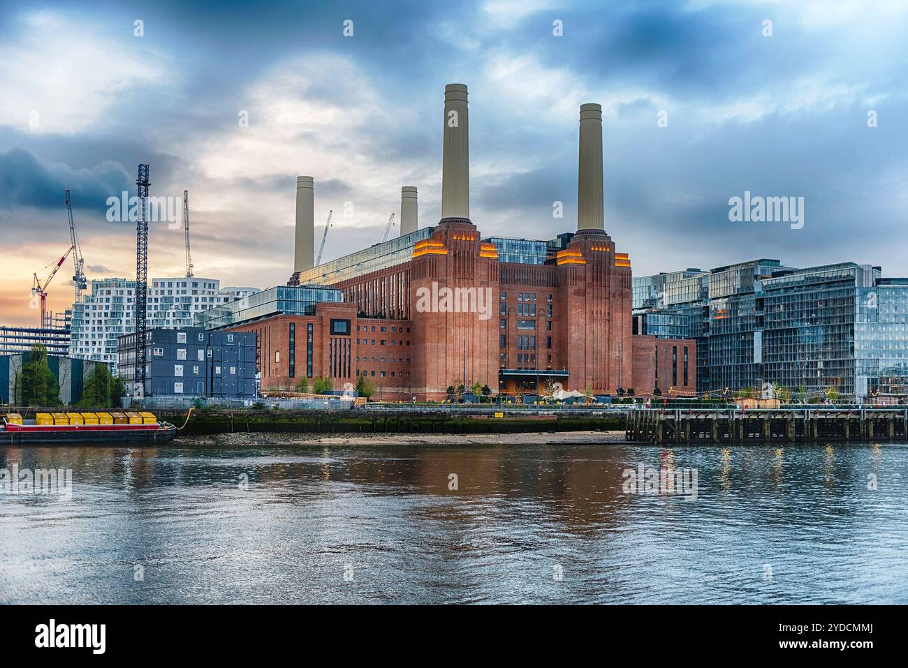 Battersea Power Station, iconic building and landmark facing the river ...