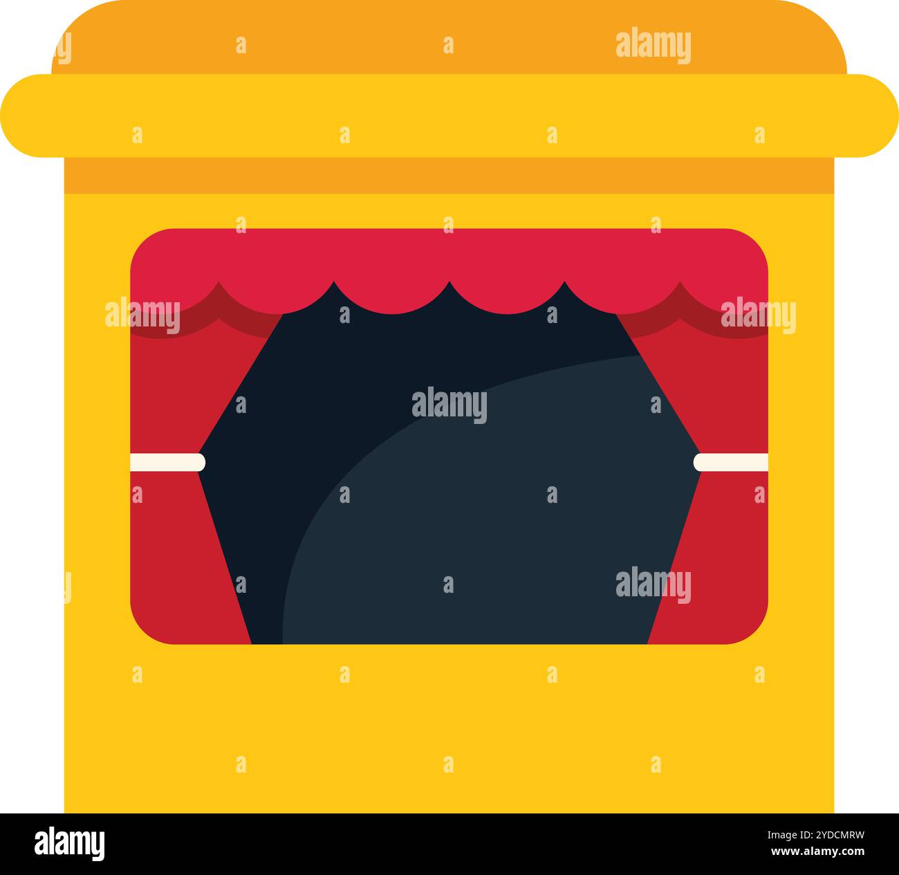 Simple vector illustration of a puppet theater with red curtains closed ...