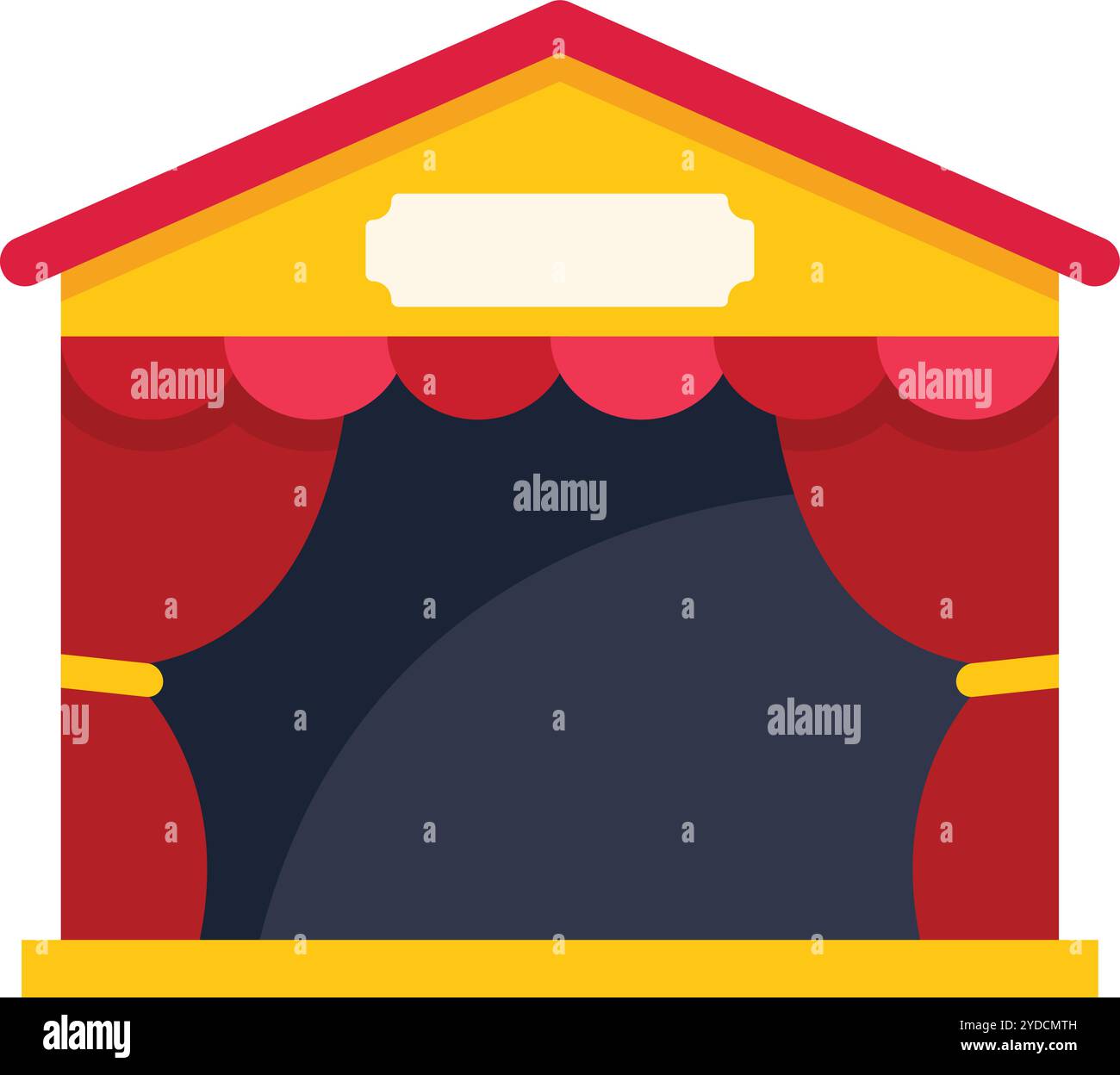 Puppet show stage with red curtains waiting for the beginning of a new ...