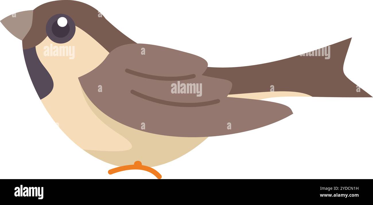 Small brown and beige bird standing side view cartoon vector ...