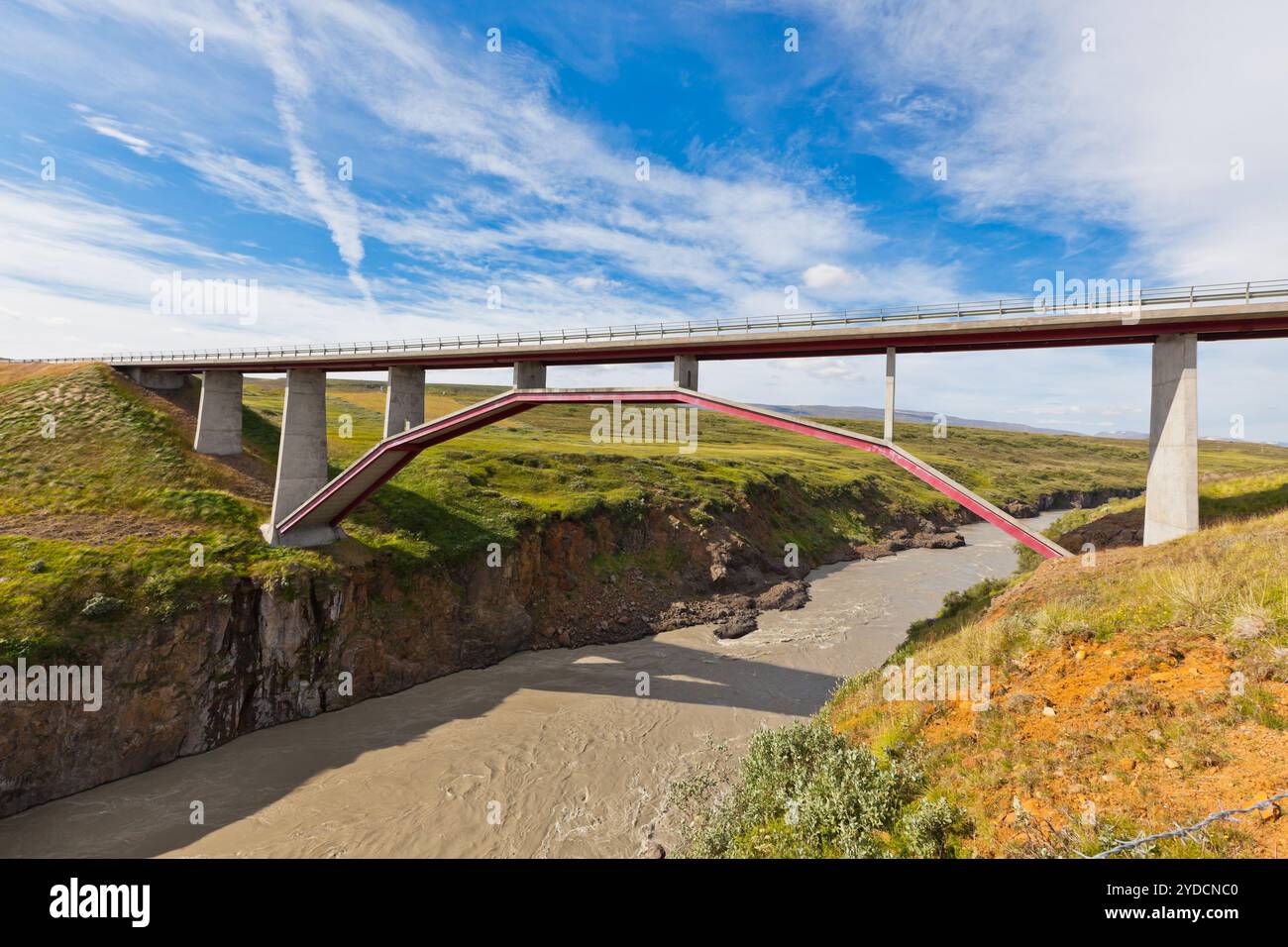 Modern bridge over Icelandic river Stock Photo - Alamy