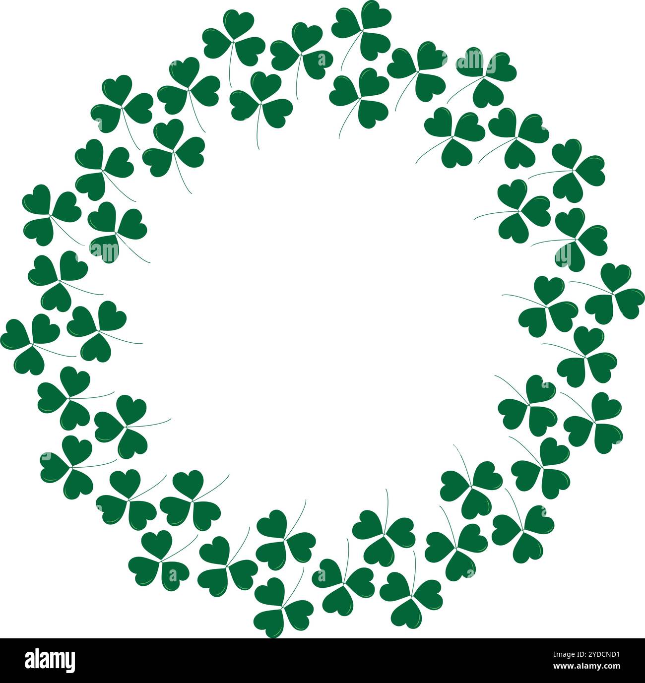 Trefoil Clover leaves Circle Frame border in trendy monochrome green ...