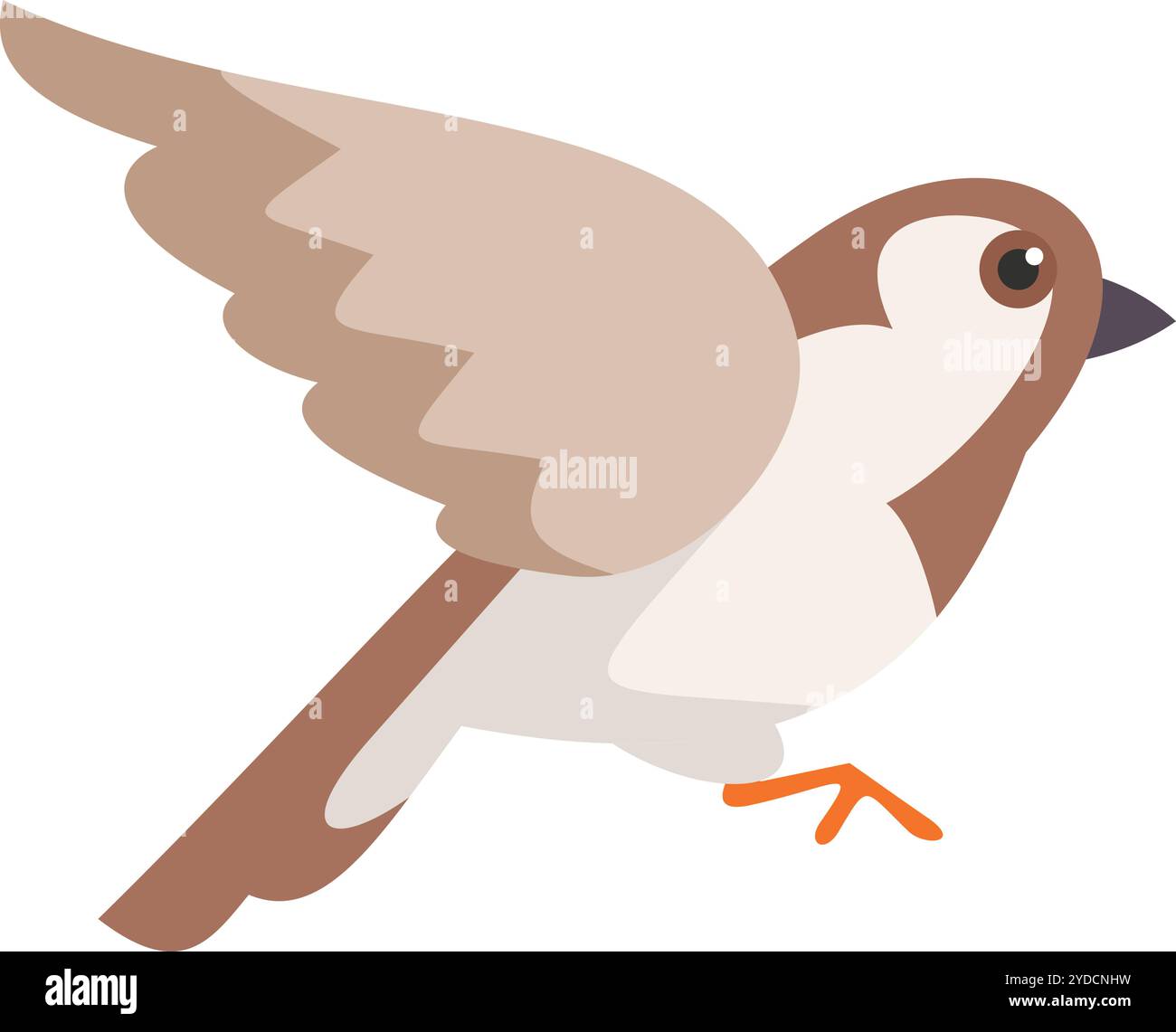 Minimalist vector illustration of a house sparrow with spread wings ...