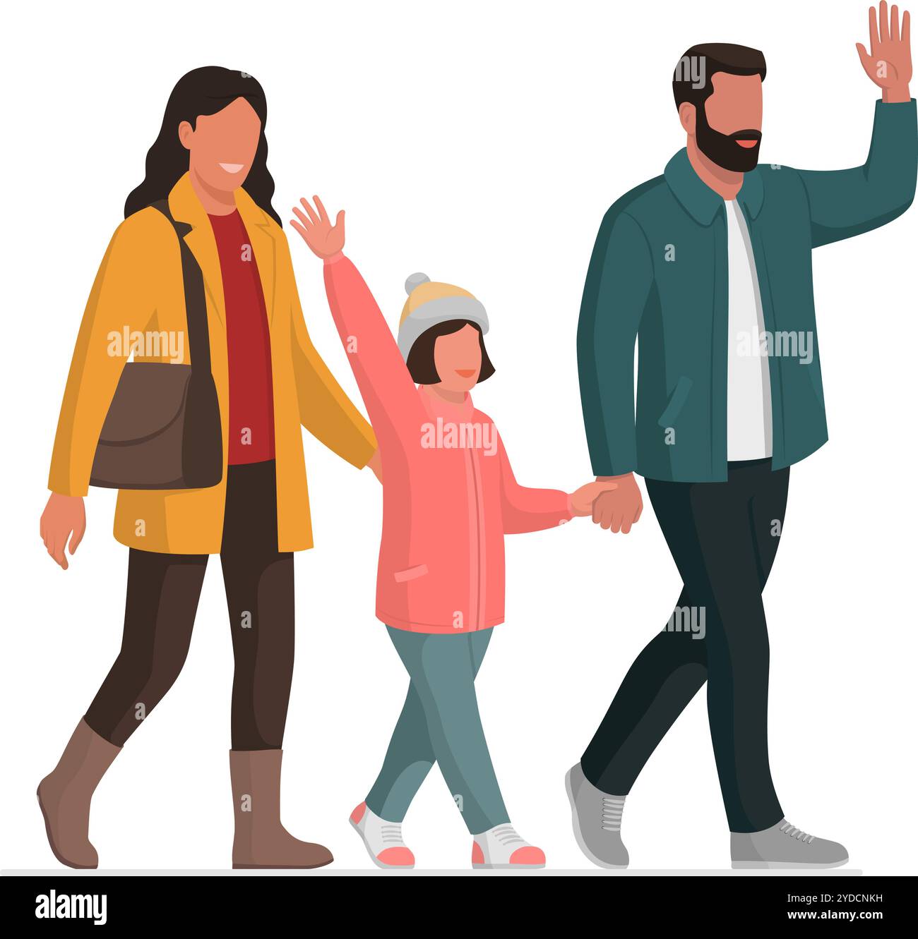 Girl with parents happy walking Stock Vector Images - Alamy