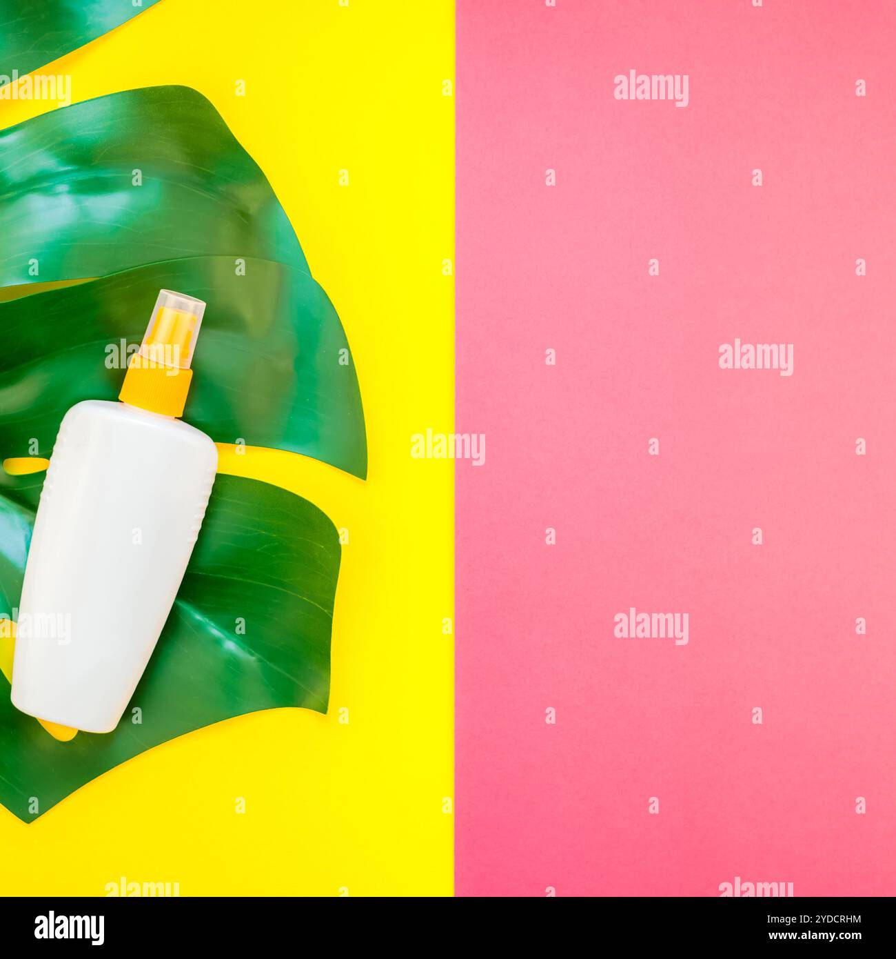 Green tropical leaves with blank bottle hi-res stock photography and ...