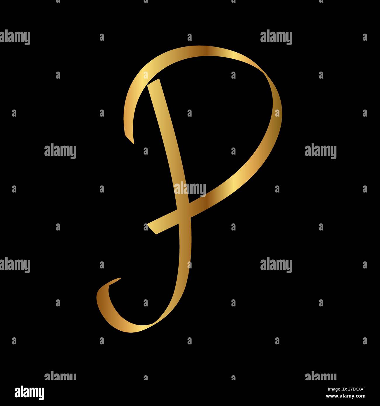 Gold P Letter Initial Cursive Hand Written Calligrapy for Logo Brand ...