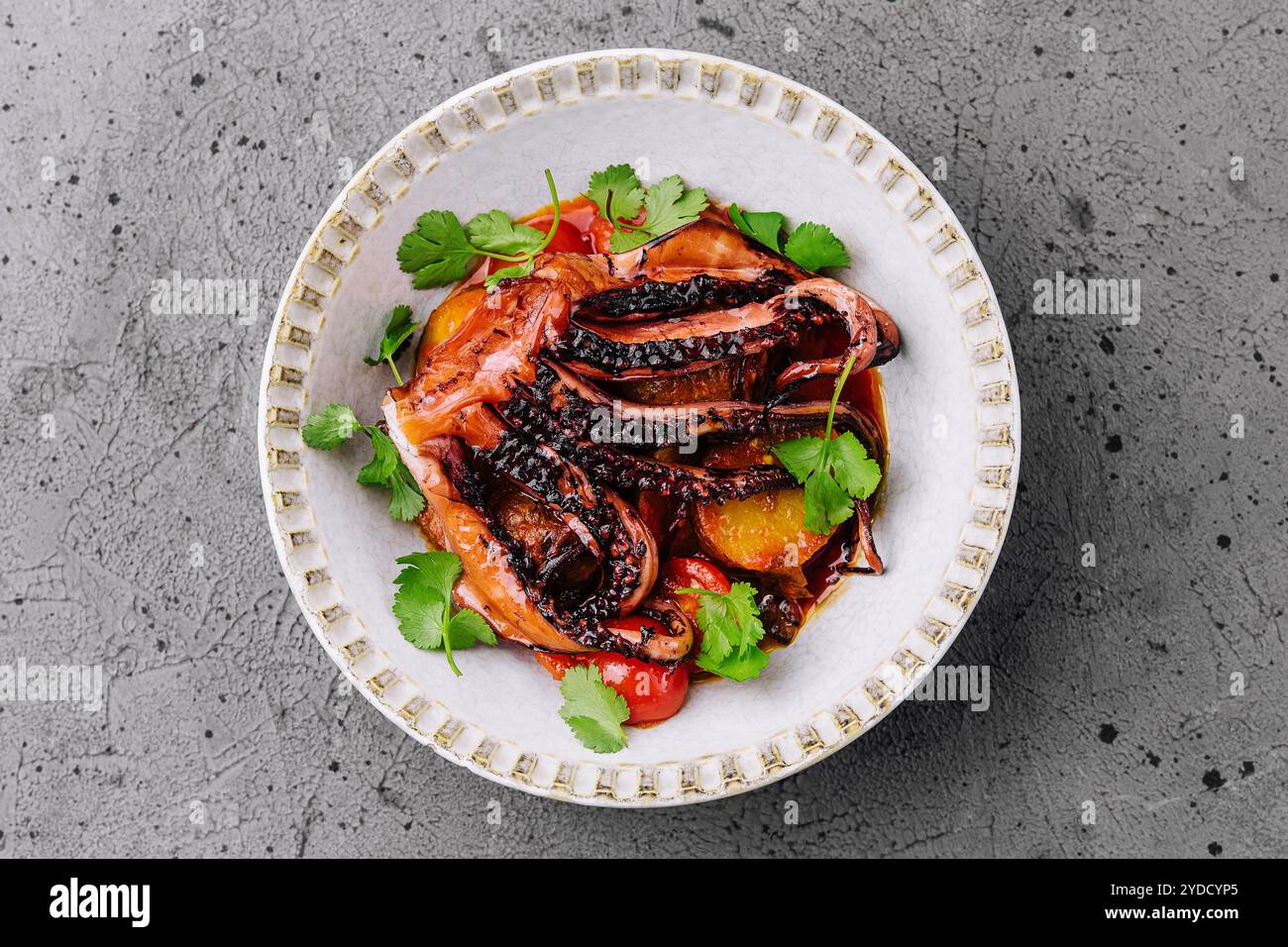 Octopus salad vegetables lemon hi-res stock photography and images - Alamy