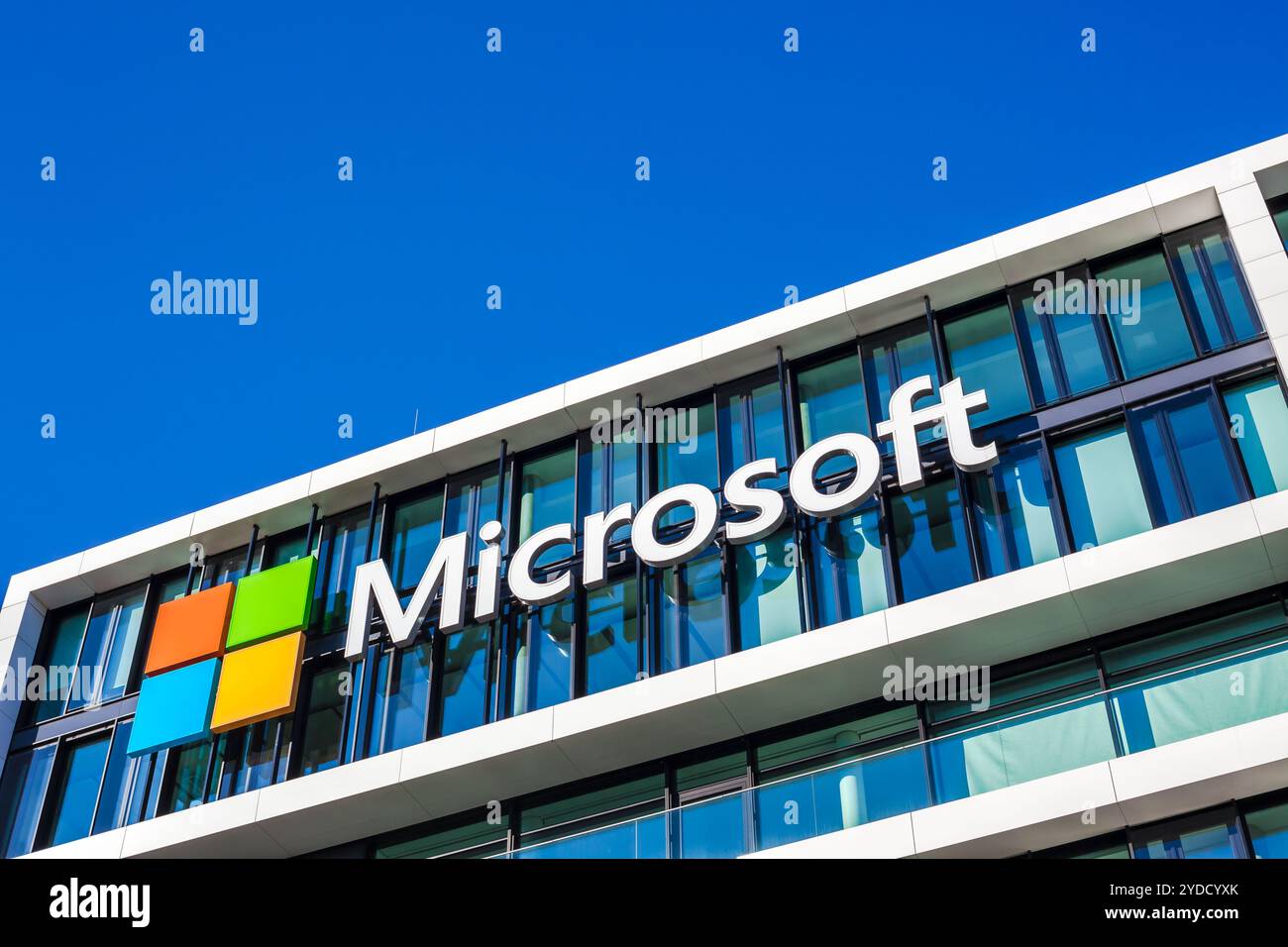 Microsoft logo at office building, Munich Germany Stock Photo - Alamy
