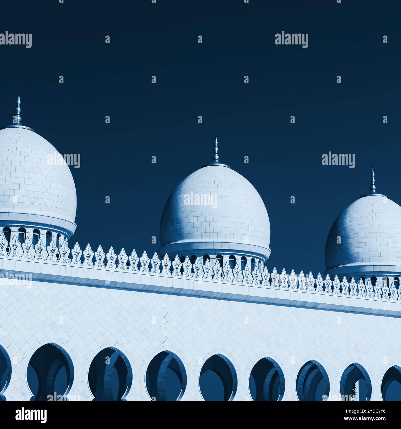 Sheikh Zayed White Mosque blue toned Stock Photo - Alamy