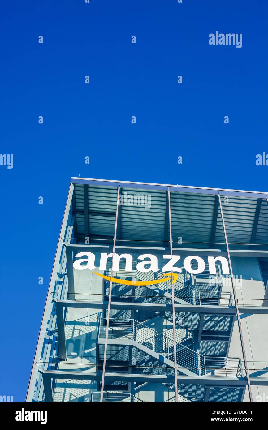 Amazon logo at office building, Munich Germany Stock Photo - Alamy