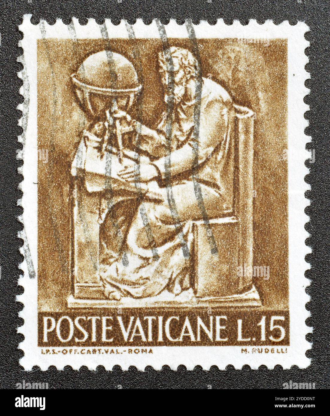 Cancelled postage stamp printed by Vatican, that shows Science, The ...