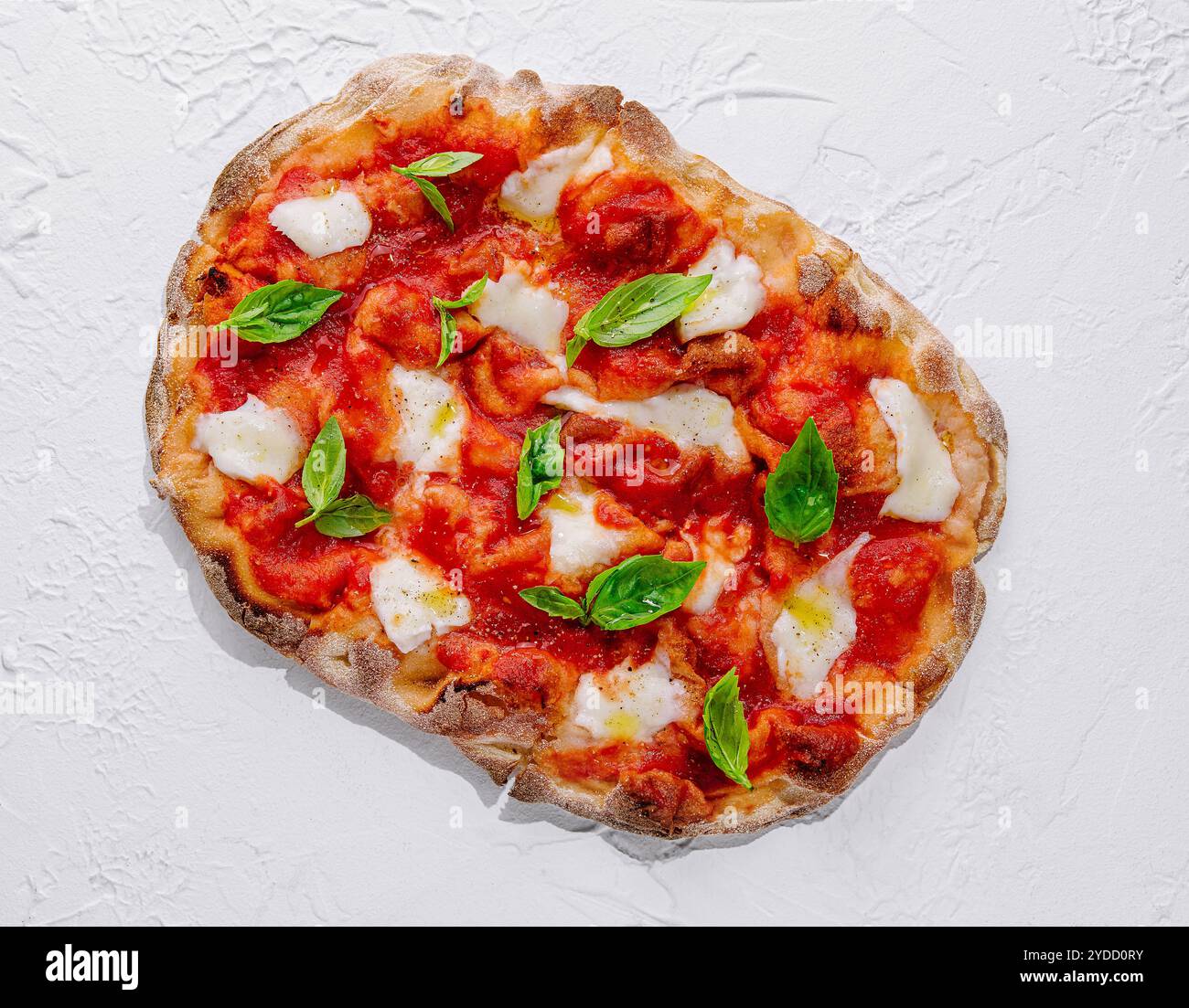 Square margherita pizza top view Stock Photo - Alamy