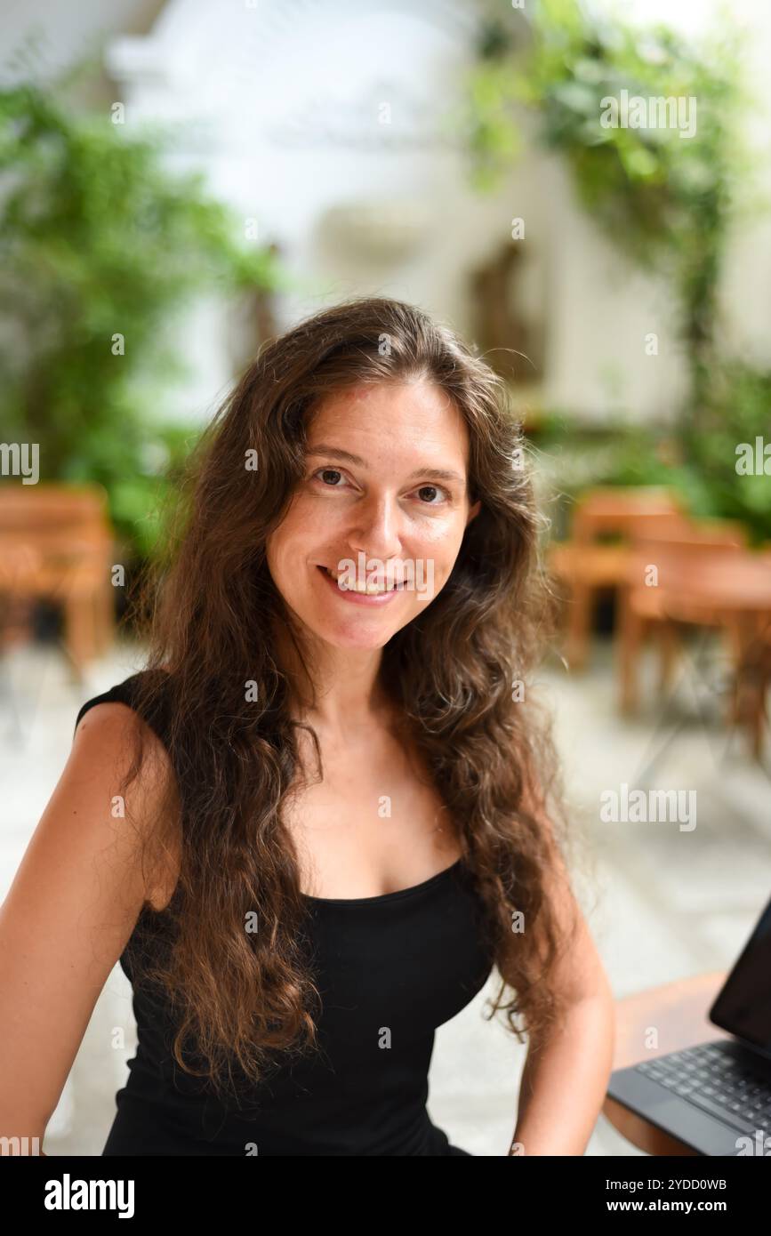 Selfie Portrait of 40 years old slavic woman close up without make up ...