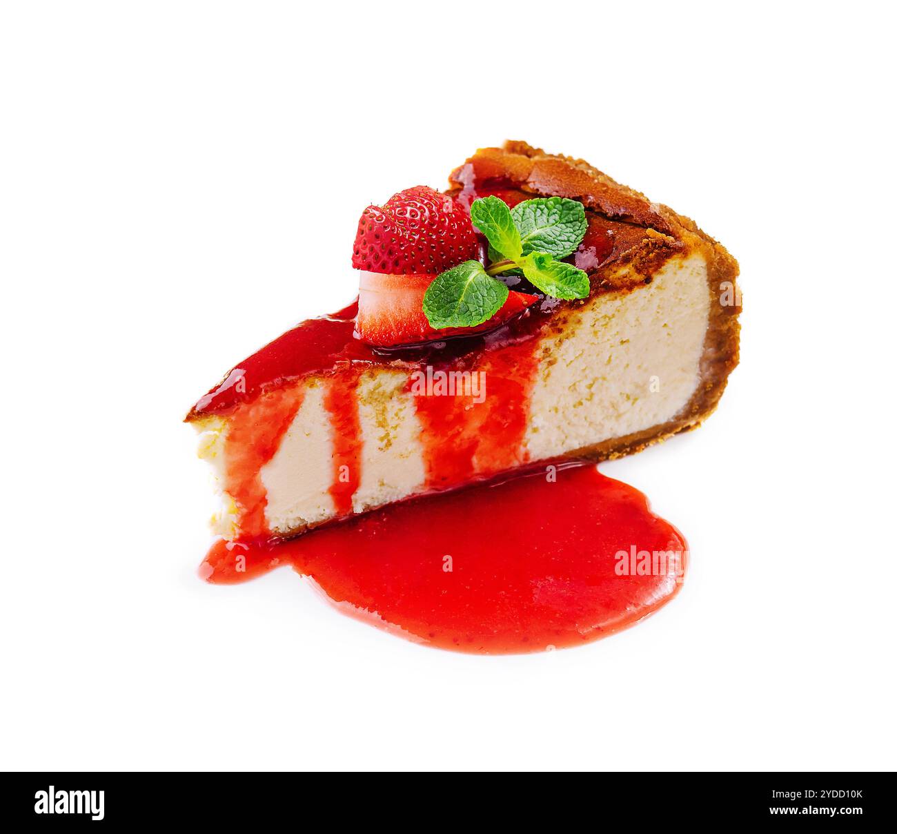 Cheesecake with strawberry jam isolated Stock Photo - Alamy