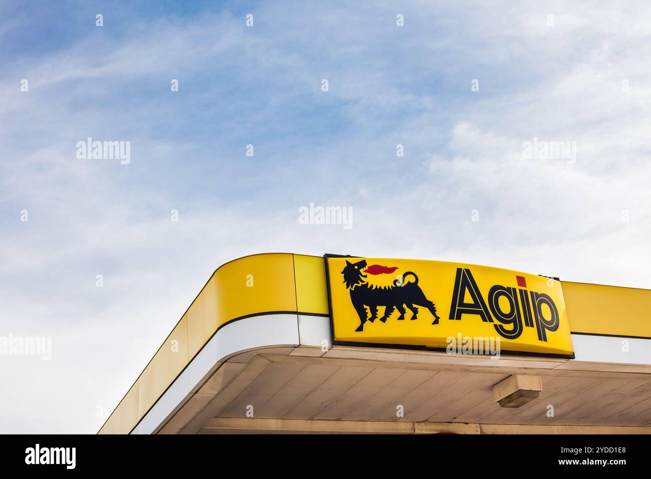 Agip logo on its gas service station Stock Photo - Alamy