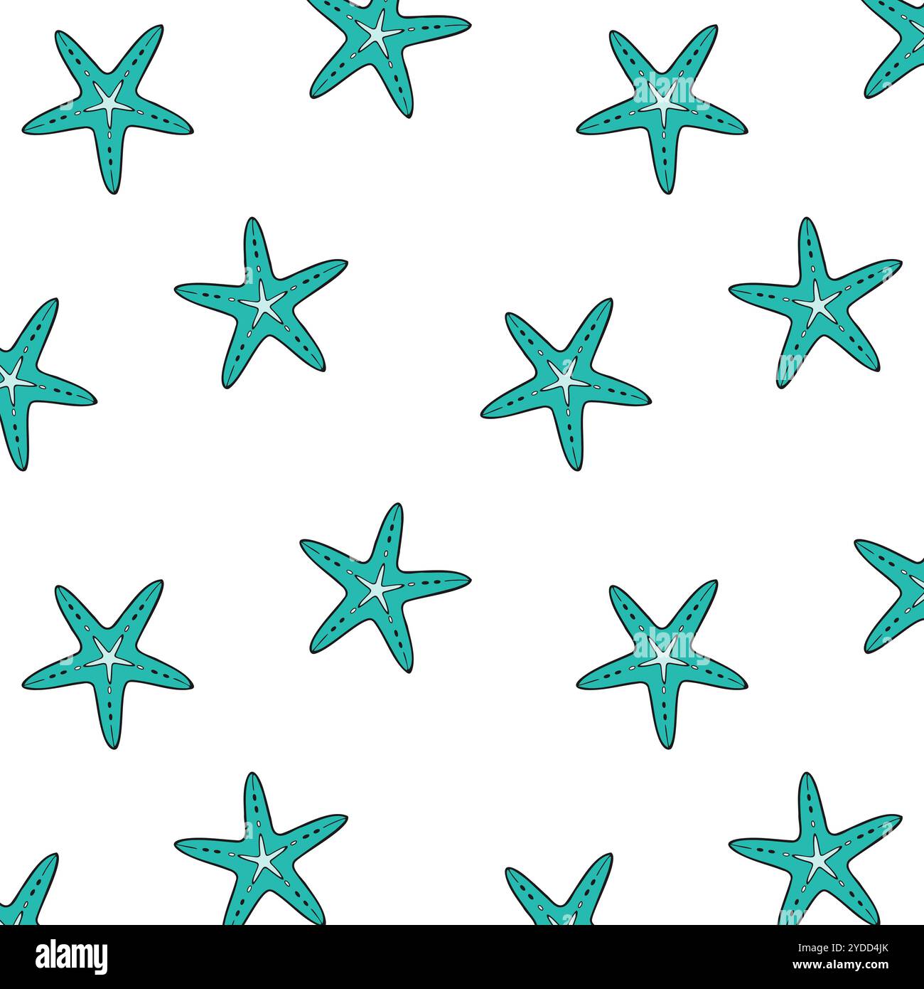 Blue starfish pattern on white background perfect for coastal-themed ...