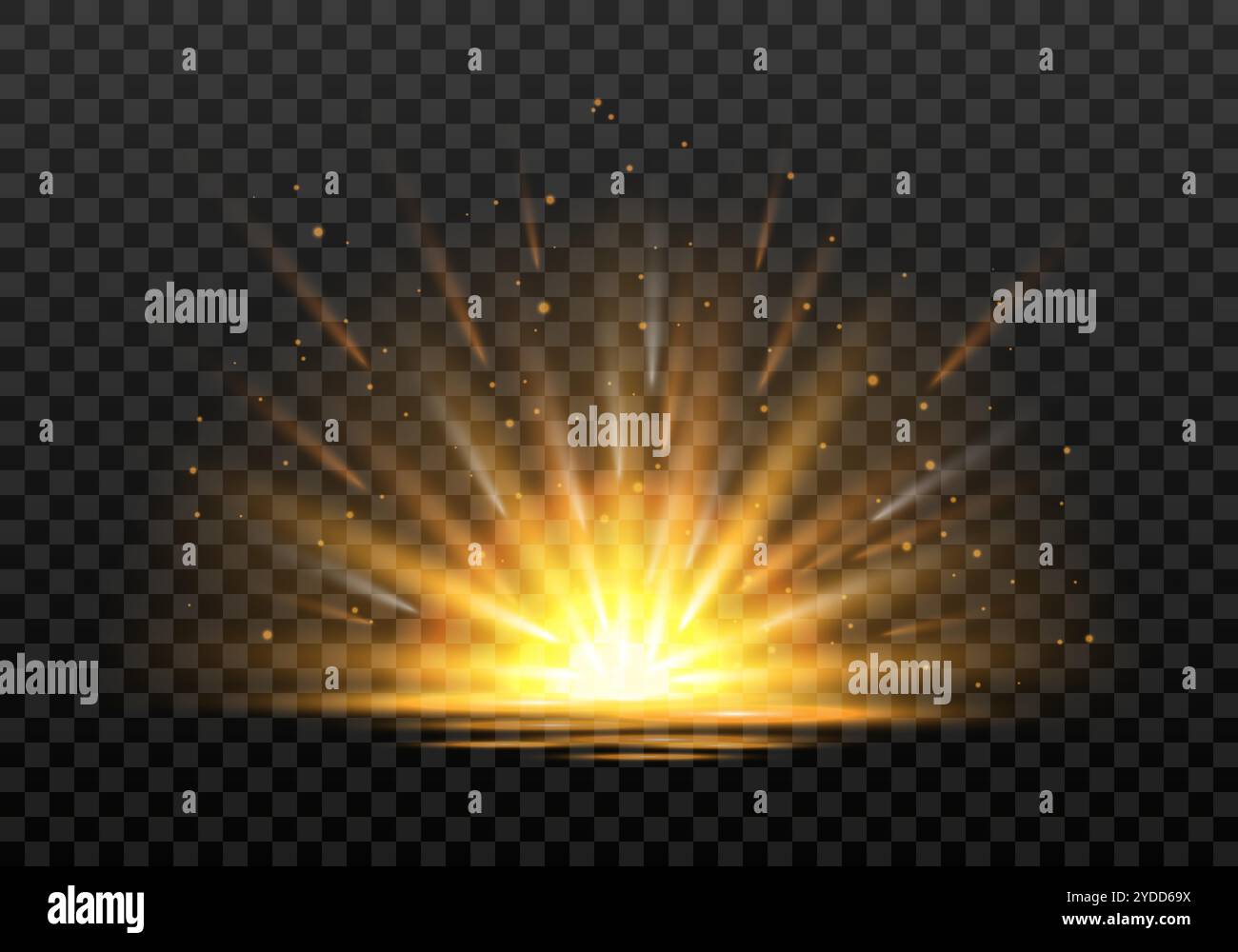 A bright golden light effect. Realistic sunrise Stock Vector Image ...