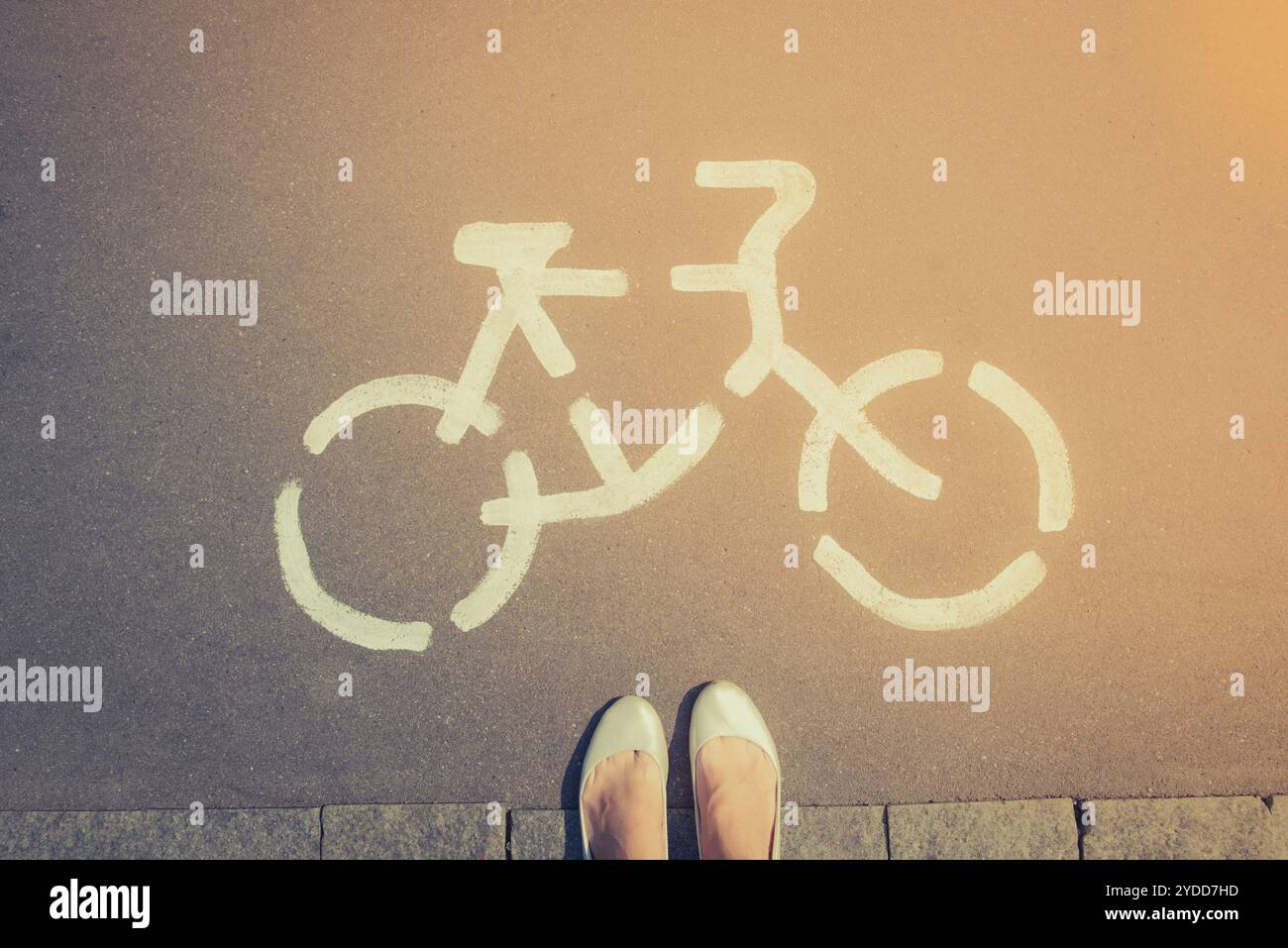 Bicycle road sign on the street Stock Photo - Alamy