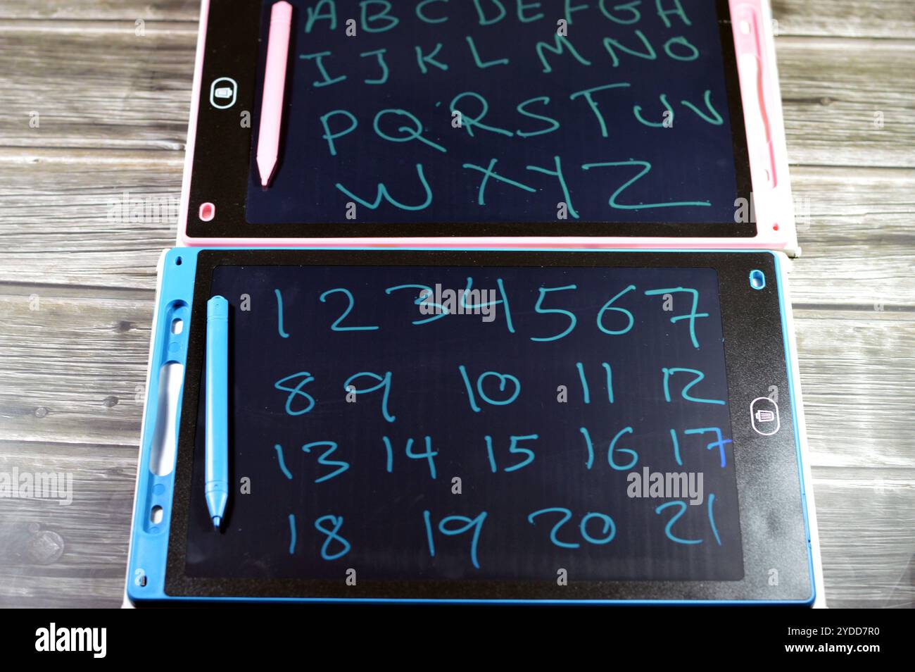 The English Alphabets and numbers on a writing Board LCD writing tablet ...