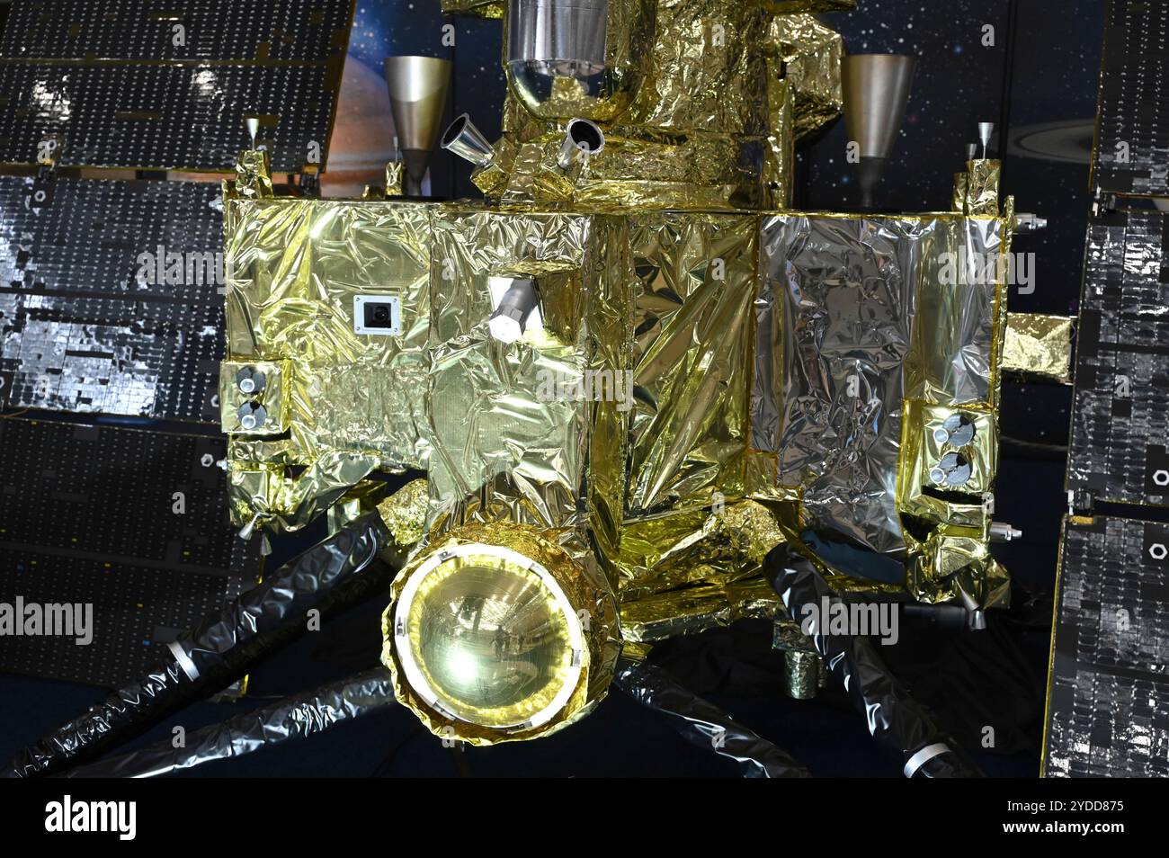 A model of Martian Moons eXploration(MMX) spacecraft is displayed ...