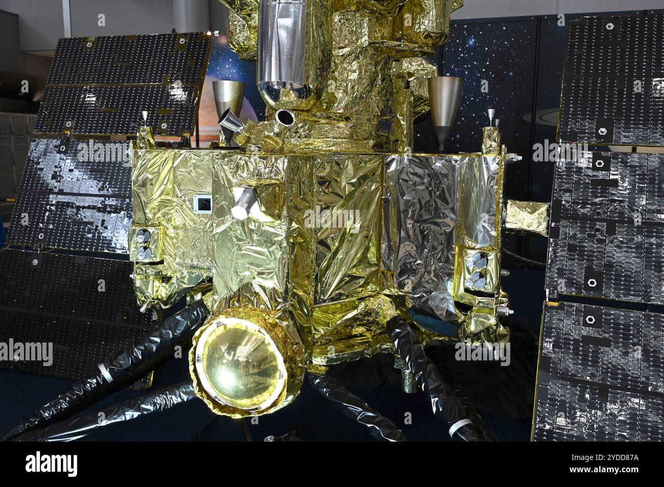 A model of Martian Moons eXploration(MMX) spacecraft is displayed ...