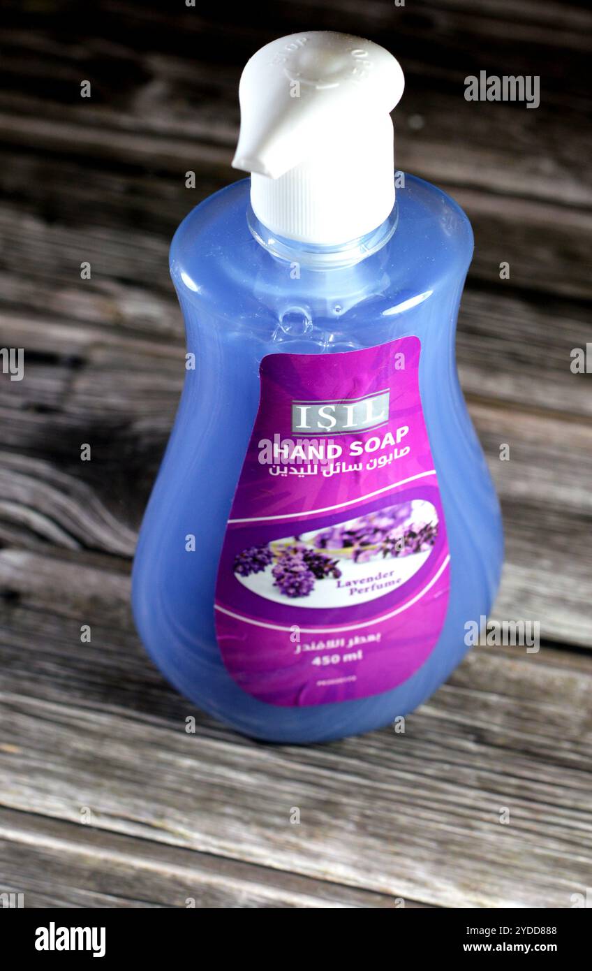 Cairo, Egypt, October 4 2024: Isil hand soap with lavender perfume 450 ...