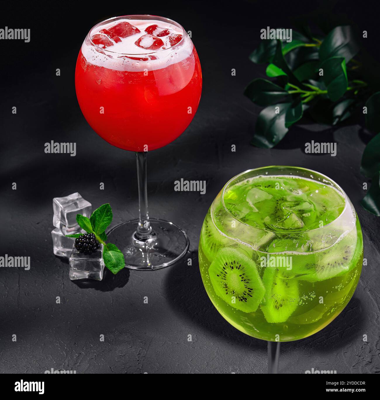 Two colorful cocktails with ice cubes hi-res stock photography and ...