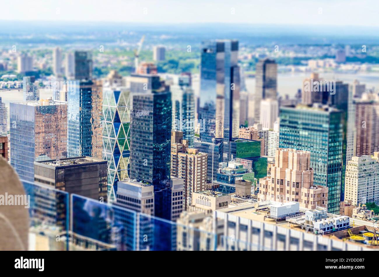 Aerial panoramic view of the New York City skyline from Midtown ...
