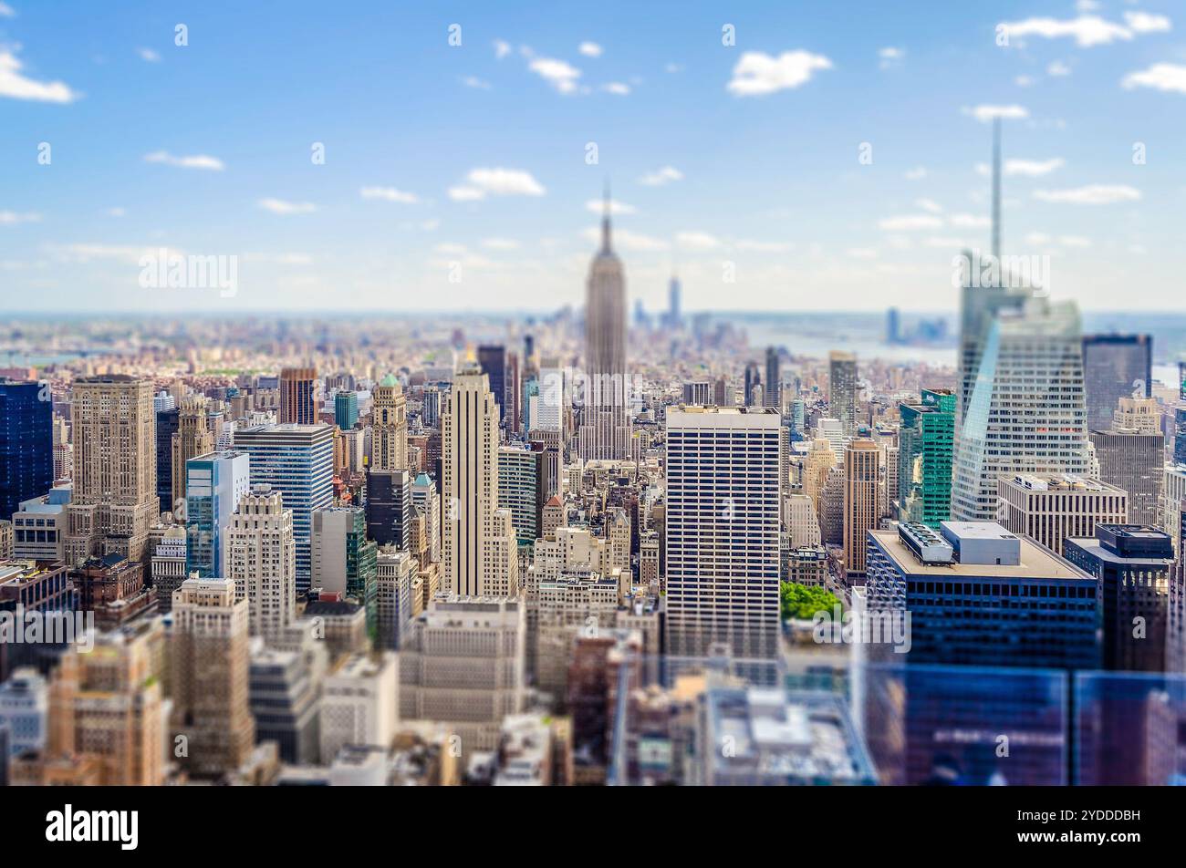 Aerial panoramic view of the New York City skyline from Midtown ...