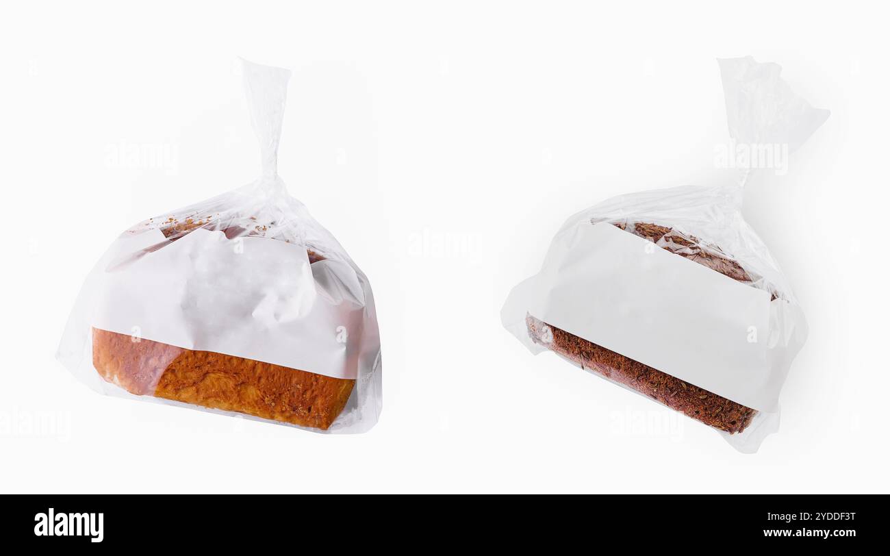 Sweet bread in plastic packaging on a white background Stock Photo - Alamy