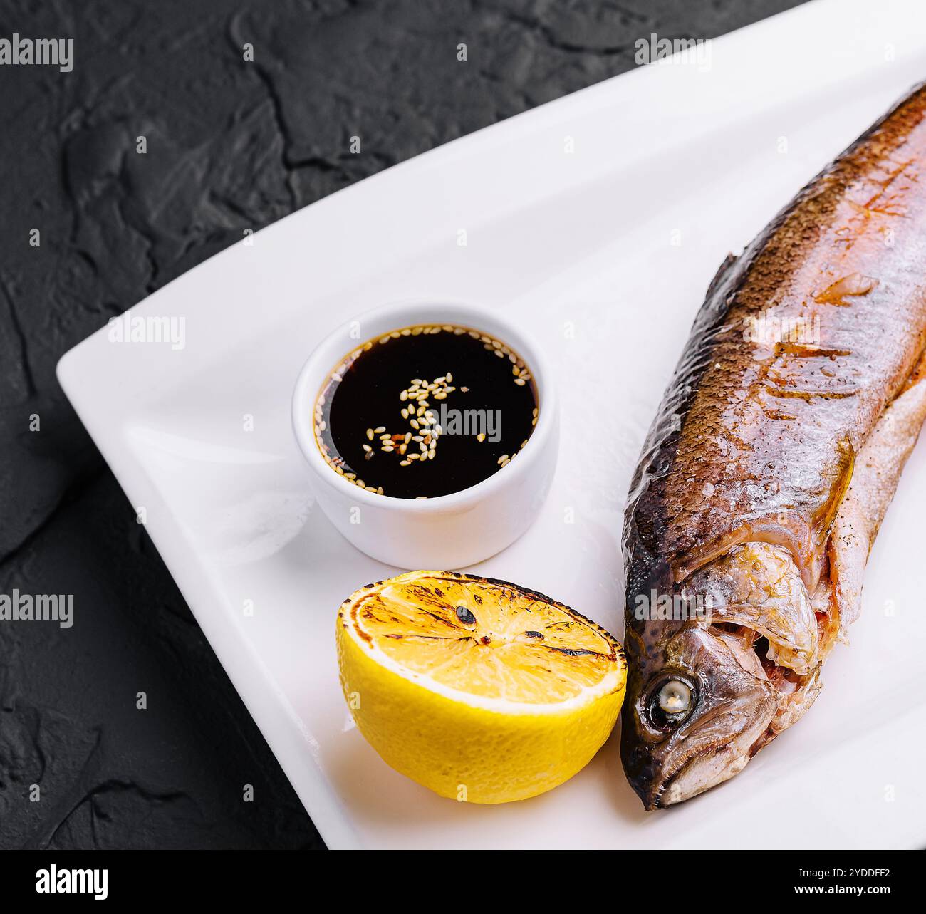 Grilled Saba fish steak with teriyaki sauce Stock Photo - Alamy