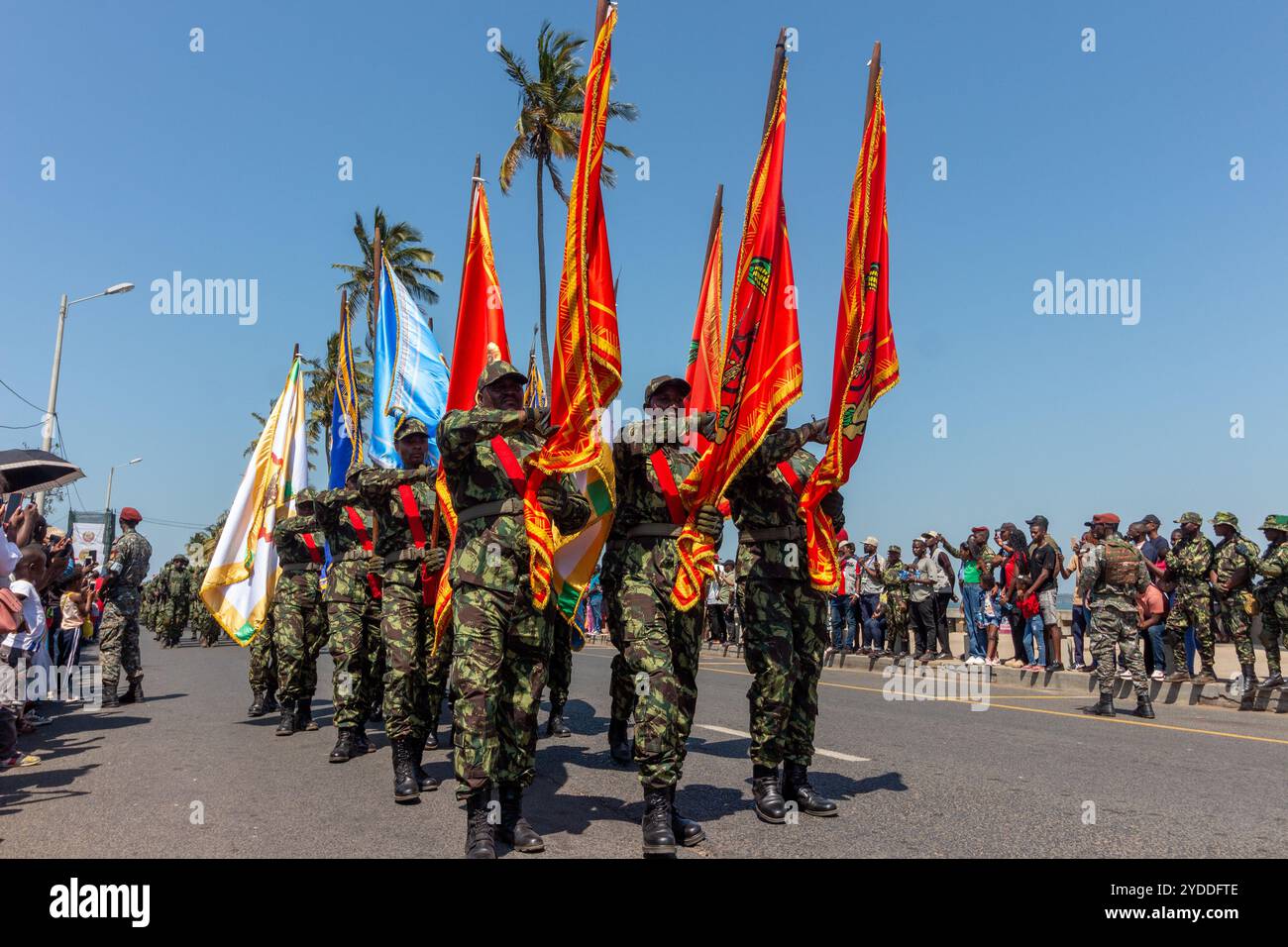 Soldiers Marching in Formation, Carrying National and Unit Flags Stock ...