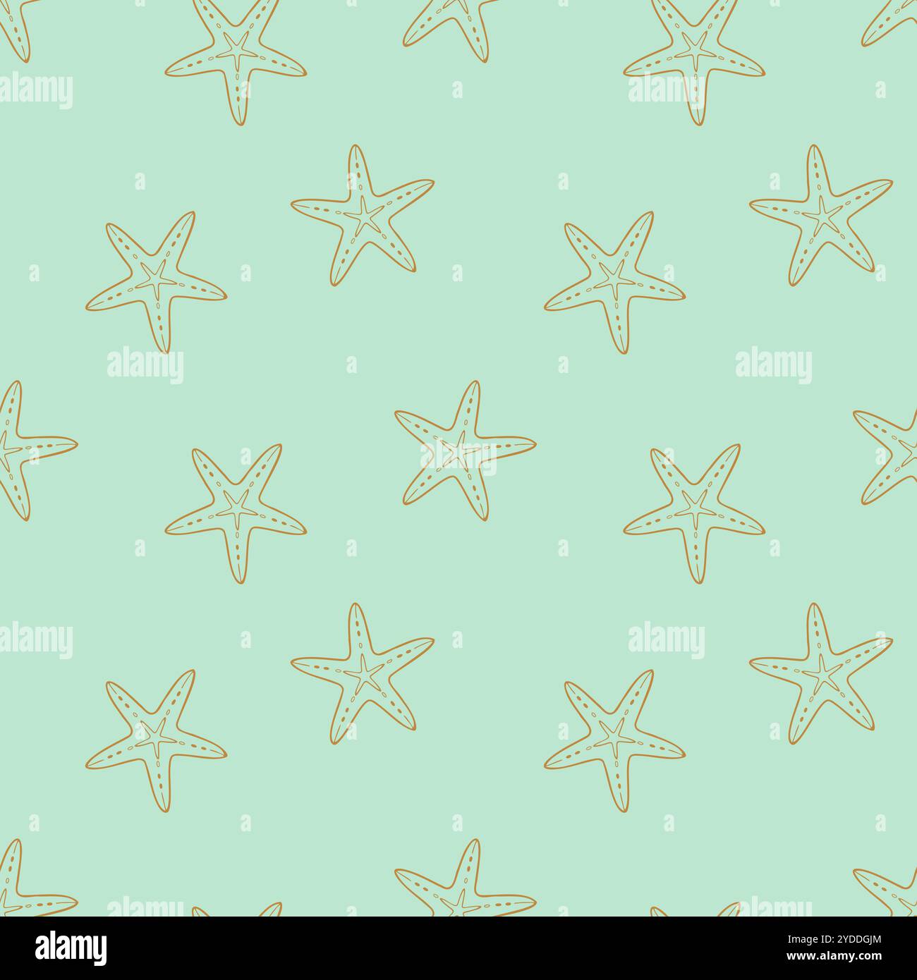 Gold starfish pattern on light mint background perfect for coastal ...