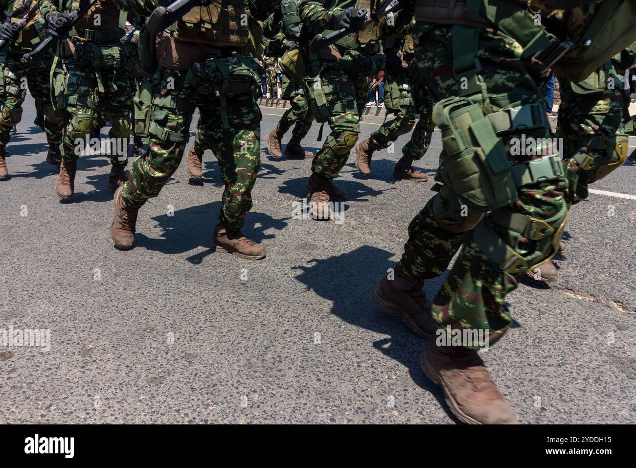 African Soldiers Marching Carrying Combat Weapons on a City Street ...