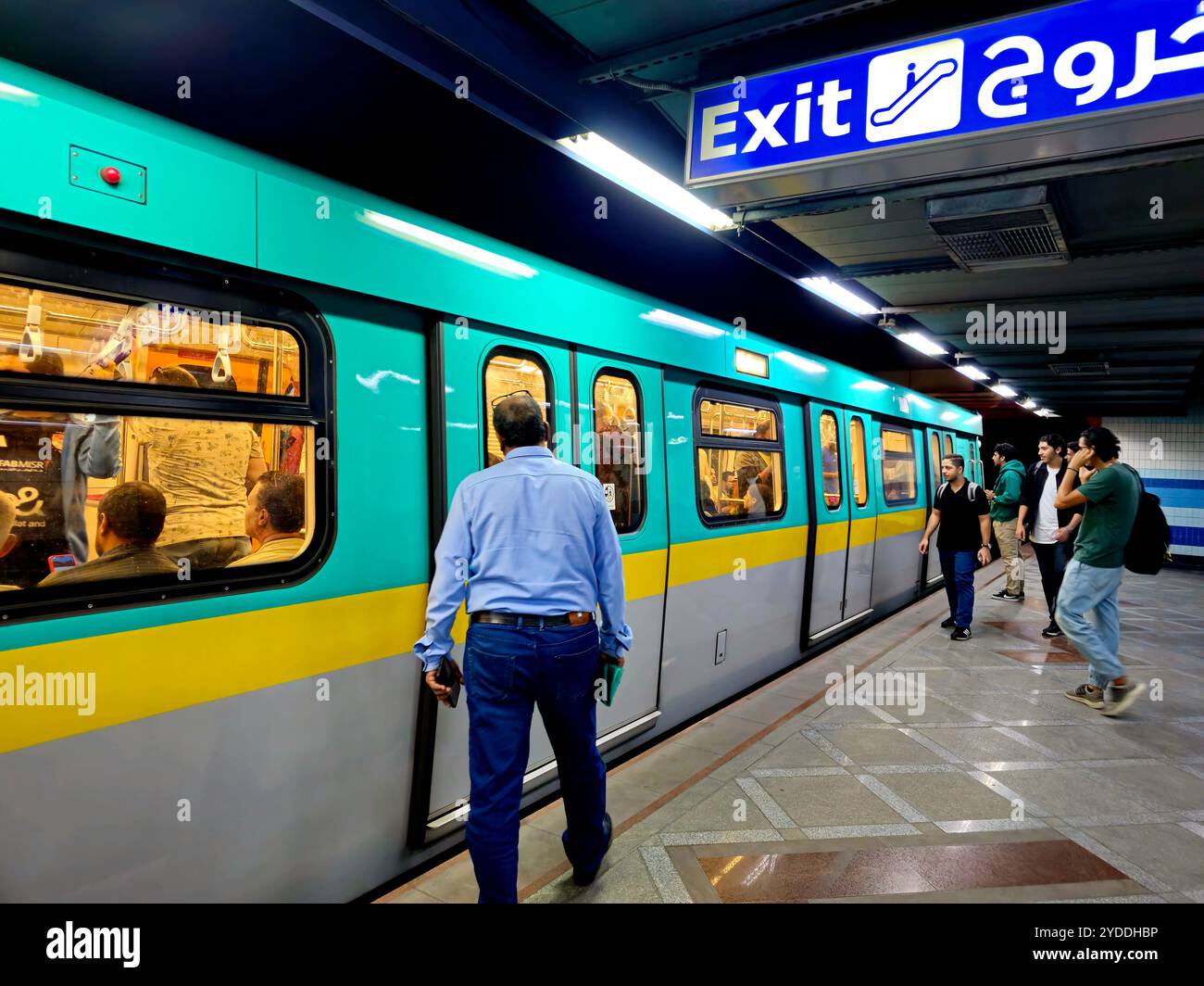 Cairo, Egypt, October 22 2024: The third line of The Cairo tunnel metro, a rapid transit system ...