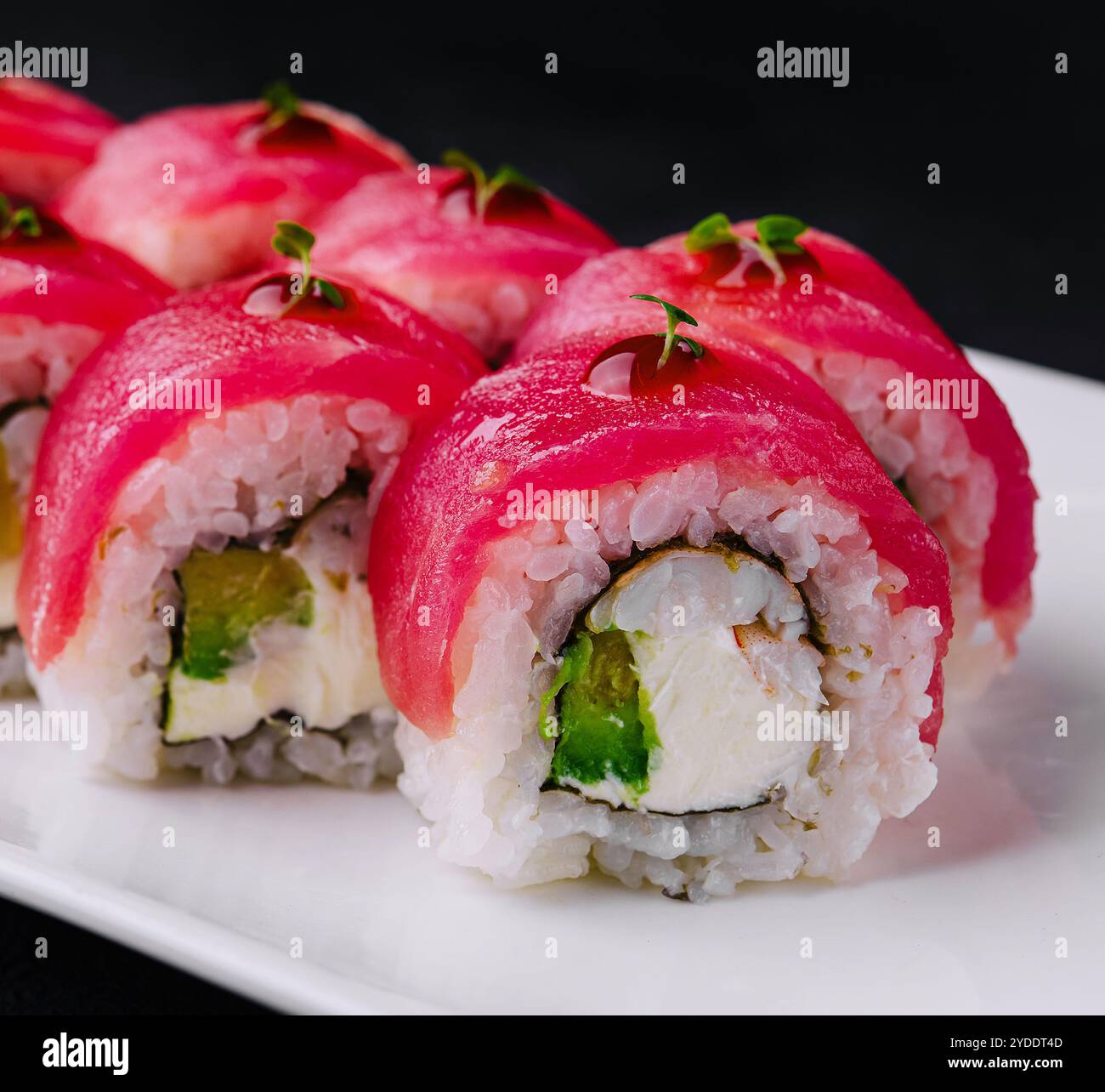 Sushi roll Maguro with tuna and shrimp Stock Photo - Alamy