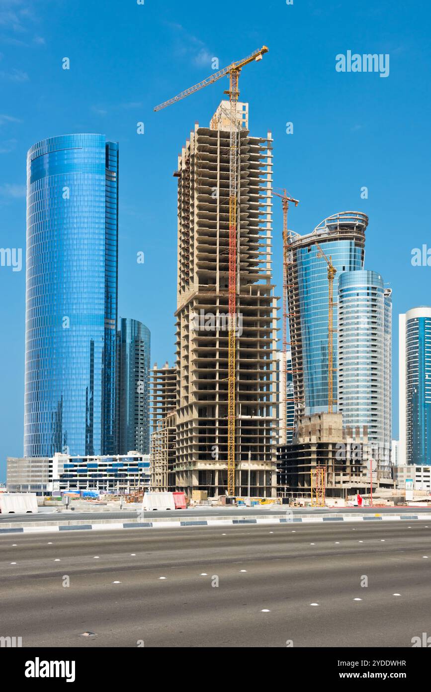 Abu Dhabi new district with skyscrapers construction Stock Photo - Alamy