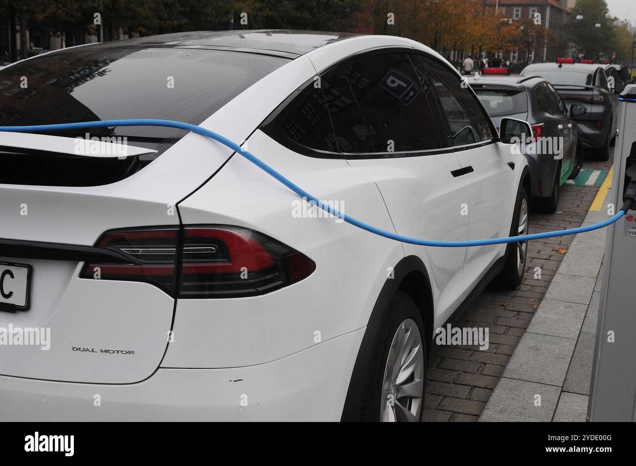 Copenhagen/ Denmark/26 Oct. 2024/Tesla electric cars charge at clever ...