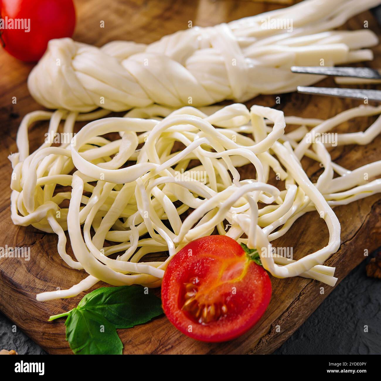 Traditional handmade Slovakian korbacik string Cheese Stock Photo - Alamy
