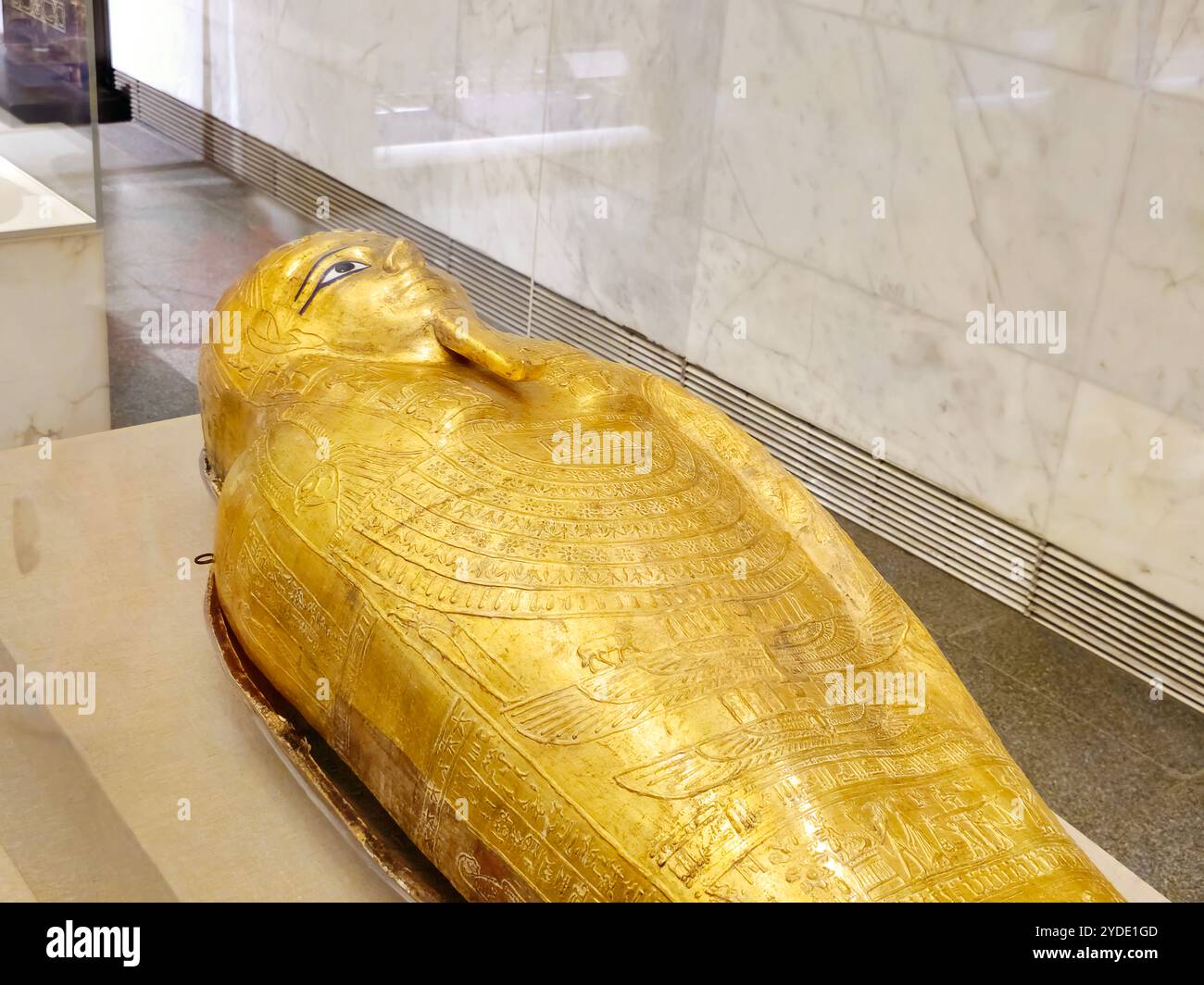 Cairo, Egypt, October 6 2024: The coffin of Nedjemankh, a gilded ...