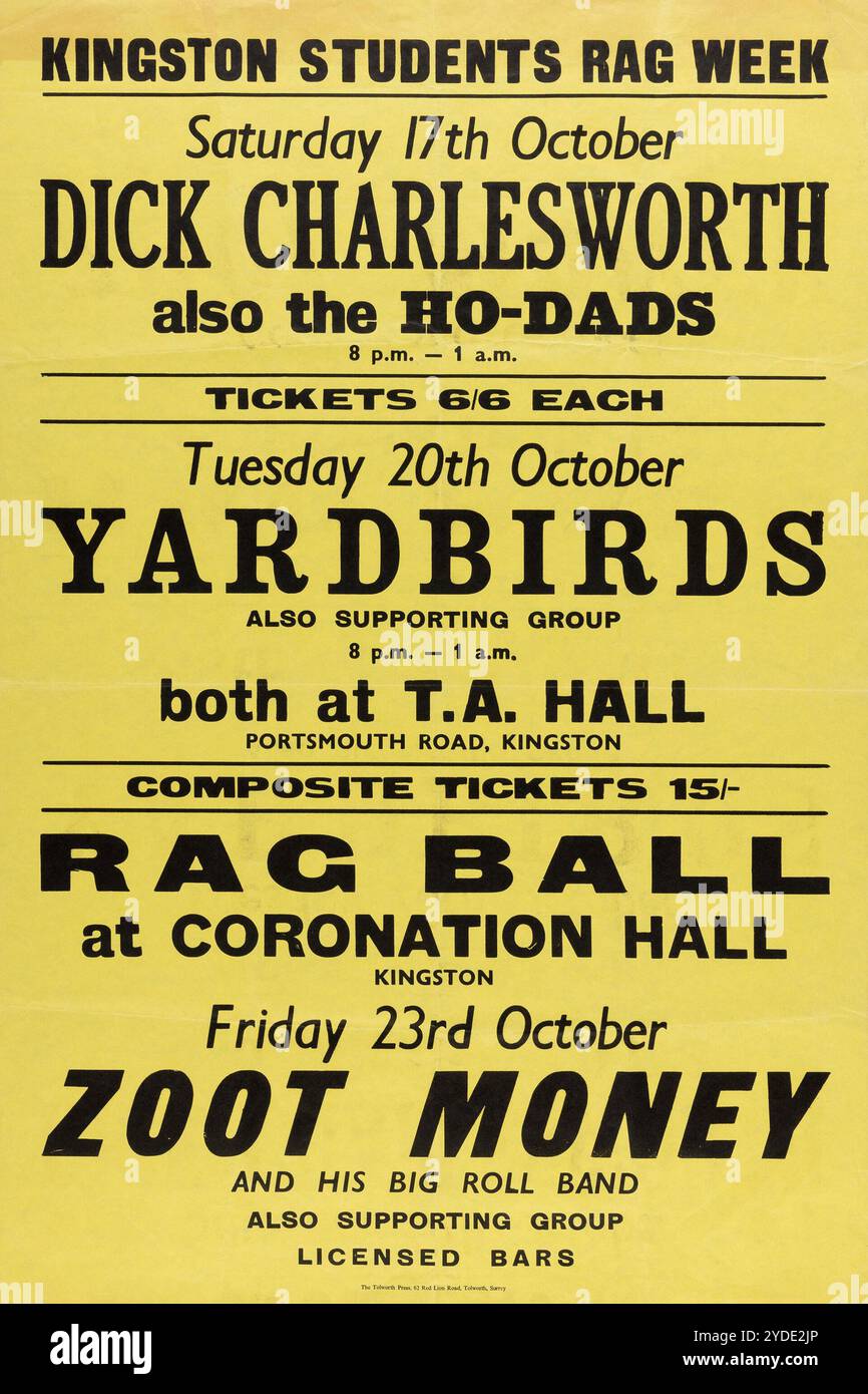 The Yardbirds (with Eric Clapton) 1964, T.A. Hall, Kingston, London ...
