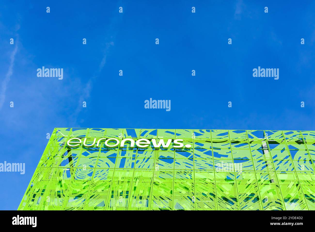 Euronews brand logo on its headquarter building Stock Photo - Alamy