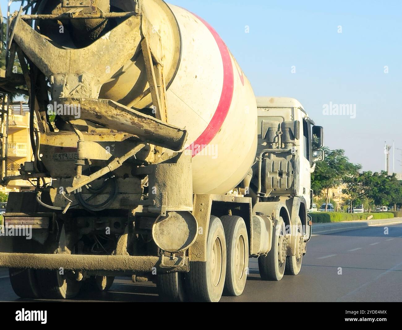 Cairo, Egypt, October 12 2024: concrete and cement transit mixer lorry ...