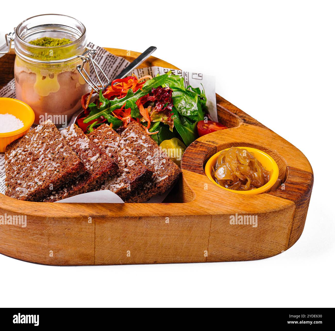 Pate with garlic toasted bread and salad Stock Photo - Alamy