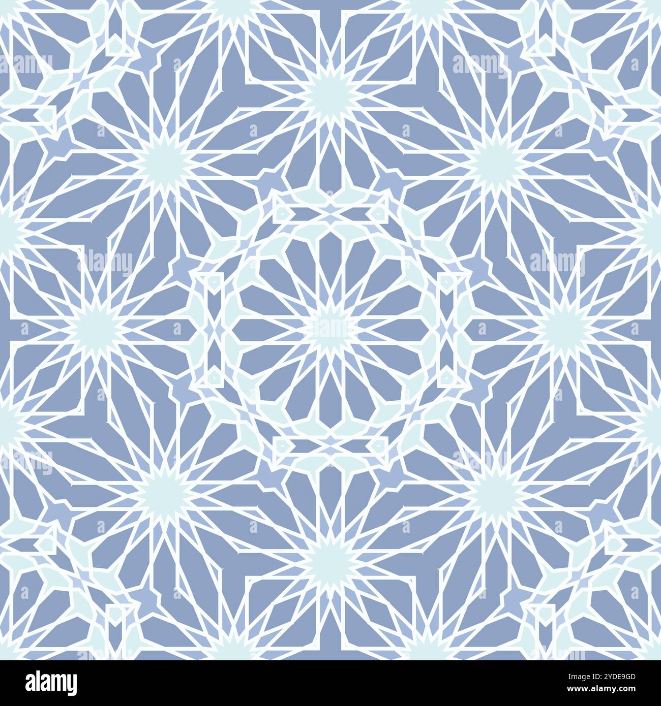 Symmetrical Islamic geometric pattern with complex star motifs in blue ...