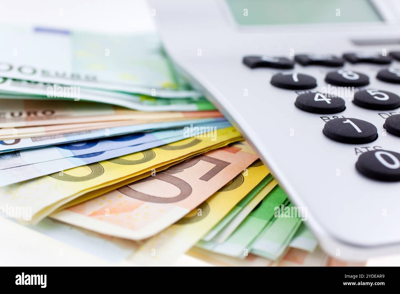 Euro Notes with calculator Stock Photo - Alamy