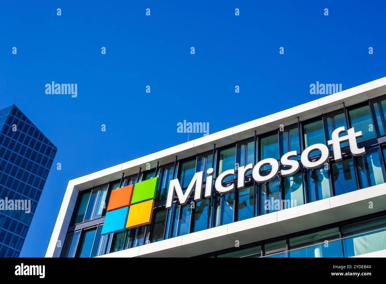 Microsoft logo at office building, Munich Germany Stock Photo - Alamy