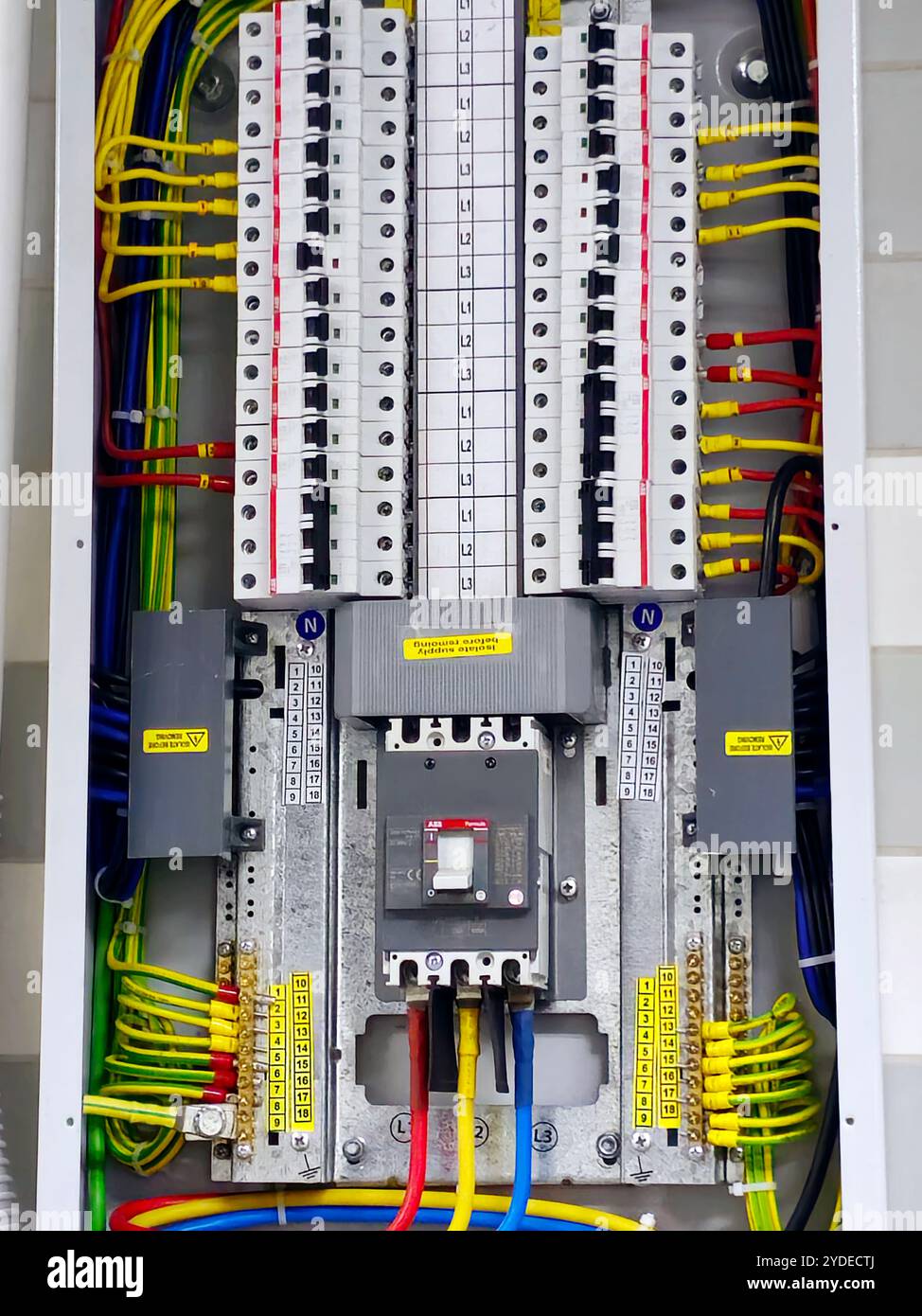 Cairo, Egypt, September 8 2024: A distribution board, panelboard ...