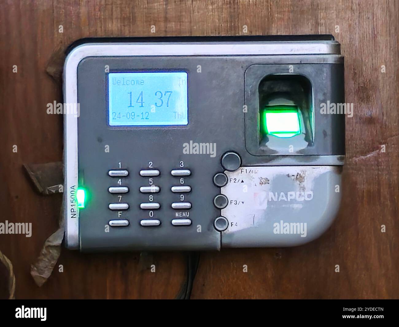 Cairo, Egypt, September 12 2024: Time attendance and departure device system with finger print ...